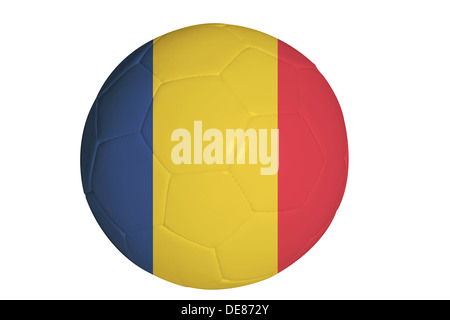 Romania. National flag with soccer ball in the foreground. Sport ...