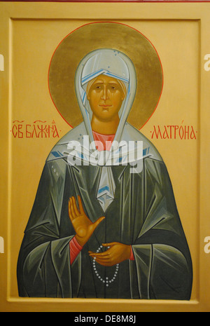 Saint Matrona of Moscow, 20th century. Artist: Russian icon Stock Photo ...