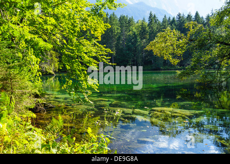 The Badersee Lake in Grainau, Garmisch-Partenkirchen, Werdenfels ...