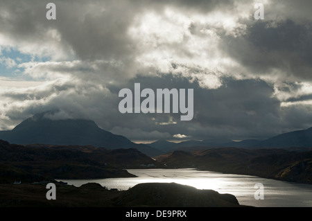 The peak of Arkle over Loch Inchard, from Badcall, near Kinlochbervie ...