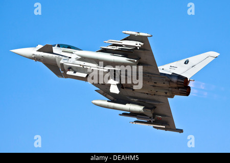 Italian Air force Eurofighter Typhoon in flight. A twin-engine, canard ...