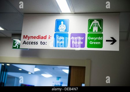 NHS Hospital IN the UK, Signage with busy hospital corridors looking ...