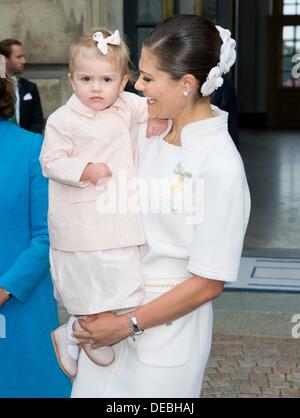 Princess Estelle and Crownprincess Victoria attend the Solliden ...