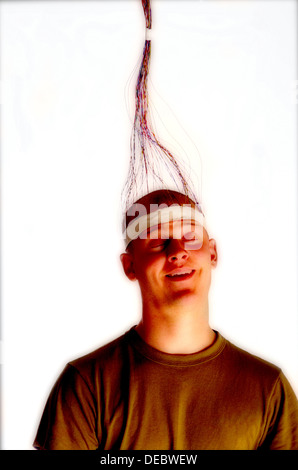man with wires taped to head Stock Photo: 60974 - Alamy