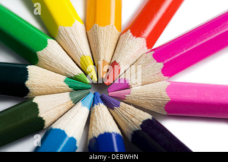 colored pencils in round shape isolated Stock Photo - Alamy