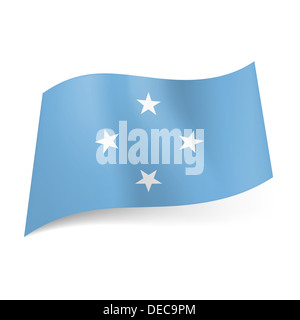 Flag of Federated States of Micronesia: four white stars on light blue ...