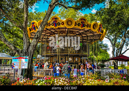 The golden Carousel at Legoland Theme Park Florida Stock Photo - Alamy