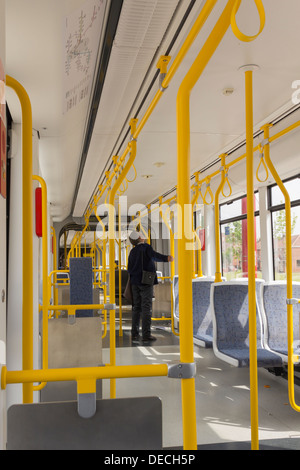 The inside of a metrolink tram Stock Photo - Alamy