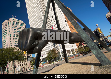 Joe Louis Fist sculpture in downtown Detroit, Michigan Stock Photo - Alamy