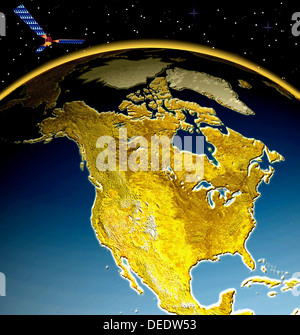 Satellite view of the Earth with North America in centre of the image ...