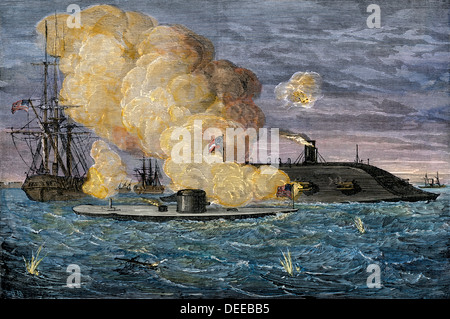 The Battle of Hampton Roads, Battle of the Monitor and Merrimack ...