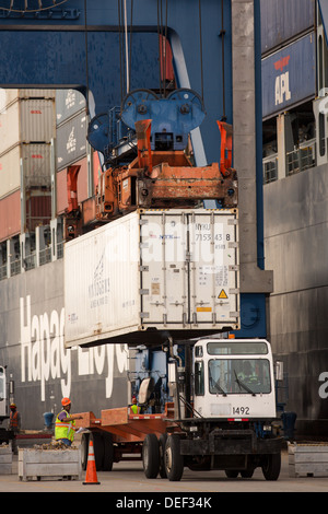 Workers unload three container ships at Charleston Ports Wando Welch ...