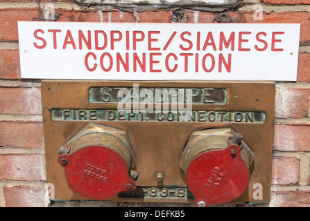 Siamese standpipe in NYC Stock Photo - Alamy