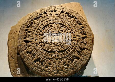 The Aztec calendar stone, Mexica sun stone, Stone of the Sun or Stock ...