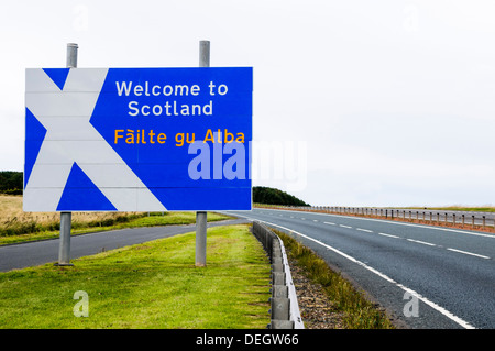 Welcome to Scotland border sign on the A1 north of Berwick on Tweed, UK ...