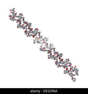 Collagen model protein molecule, chemical structure. Collagen adopts a ...