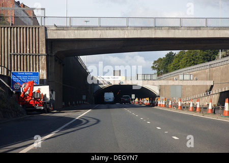 Merseyside Wallasey road tunnel Liverpool side air inlet and fume ...