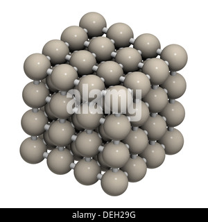 Iron (Fe, ferrite) metal, crystal structure. Unit cell. Atoms are ...