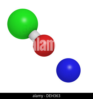 Sodium hypochlorite (NaOCl), chemical structure. Used in household ...