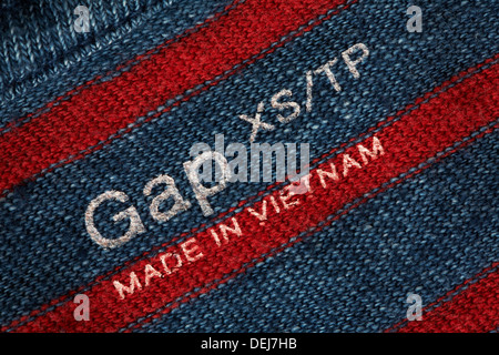 label in Gap clothing made in Vietnam - sold in the UK United Kingdom ...