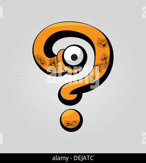 Childish confused question mark with big eyes and funny face ...
