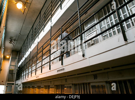 Prison guards inside prison unit near Houston, Texas walk through cells ...