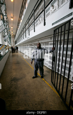 Prison guards inside prison unit near Houston, Texas walk through cells ...