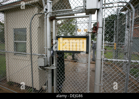 Exterior, signs and security measures at the all male Darrington Unit ...