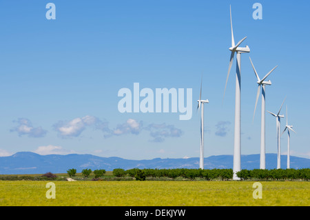 Windmills for electric power production, Huesca province, Aragon in ...