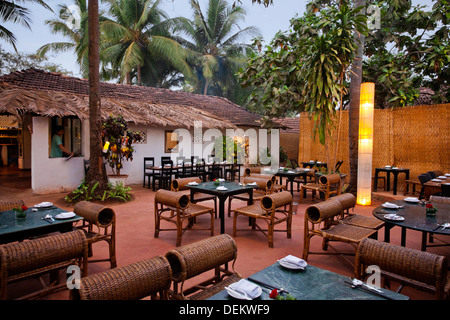 Tables and chairs at a restaurant, Bomra's Restaurant, Candolim, North ...