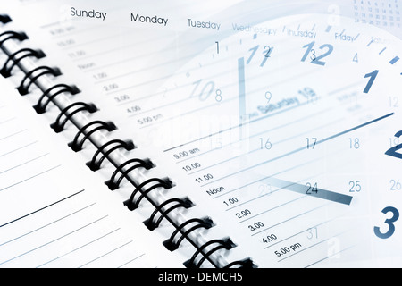 Clock and diary page dates Stock Photo - Alamy
