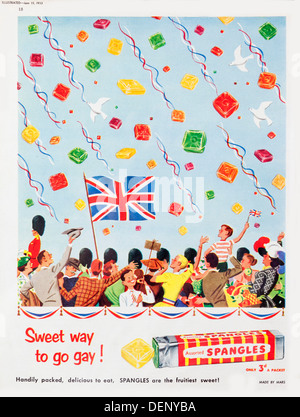 Spangles sweets vintage advertising 1950s Stock Photo - Alamy
