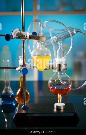 Bunsen Burner flame test in the science laboratory. Flaming a tube in ...