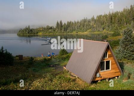 US Forest Service cabin with float plane, Shrode Lake, Prince William ...