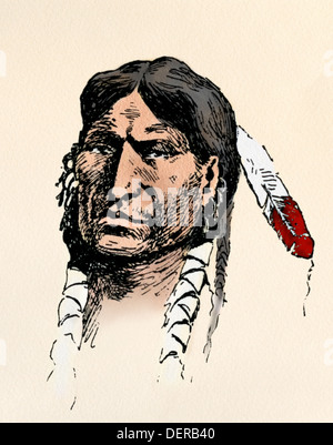 Illustration of a native american indian brave with shield and spear ...