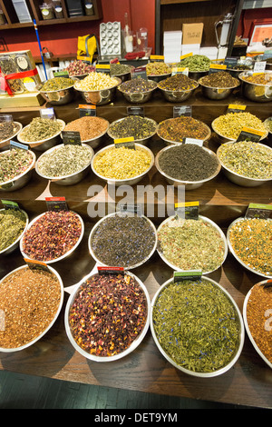 Spices and Tease store at Chelsea Market, New York City, NY Stock Photo ...
