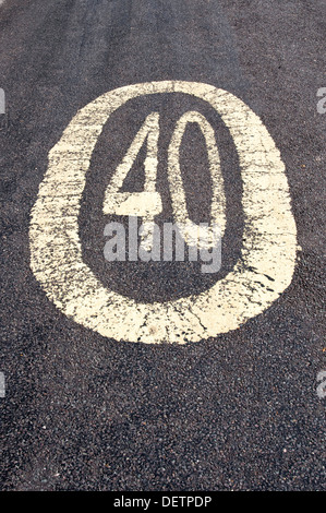 40 MPH - miles per hour sign with a temporary "New speed limit in force ...