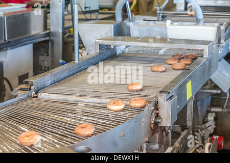 krispy kreme donut production line Stock Photo - Alamy