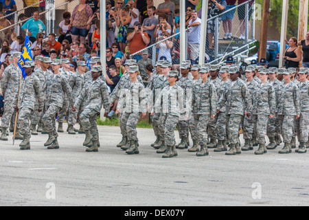 Flight of airmen marching in formation during United States Air Force ...