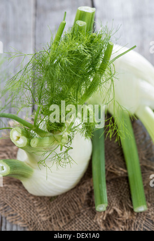 Some pieces of fresh Fennel on wood Stock Photo - Alamy