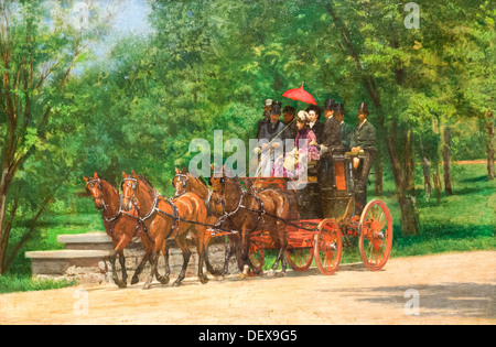 Four-in-hand carriage, 19th century illustration Stock Photo - Alamy