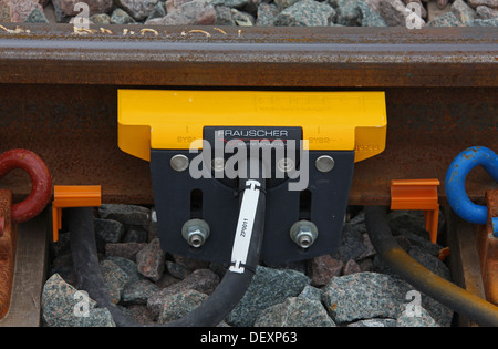 Red steel tyre railway wheel of a classic German steam locomotive type ...