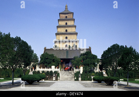 The giant wild goose pagoda or Dayan Pagoda at sunset located in Da ...