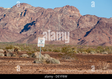 Danger signs for landmines and ammunition on Highway 95 near Yuma ...