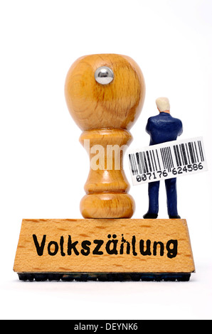 Wooden miniature figure standing on a bridge between two business teams ...