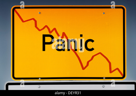 Place-name sign with declining stock chart, symbolic image Stock Photo ...