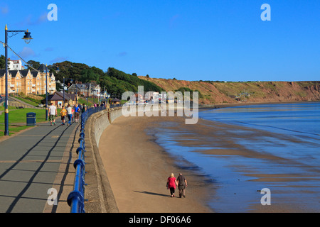 The seafront promenade and beach at Filey, North Yorkshire, England, UK ...