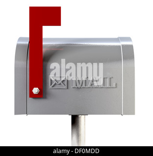 An front view of an open old school retro tin mailbox bulging with a ...