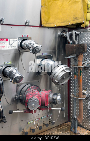 Fire truck control panel and valves Stock Photo - Alamy