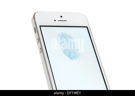 iPhone with a fingerprint displayed on screen Stock Photo - Alamy